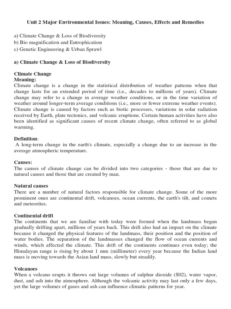 Environment Unit 2 | Download Free PDF | Eutrophication | Climate Change