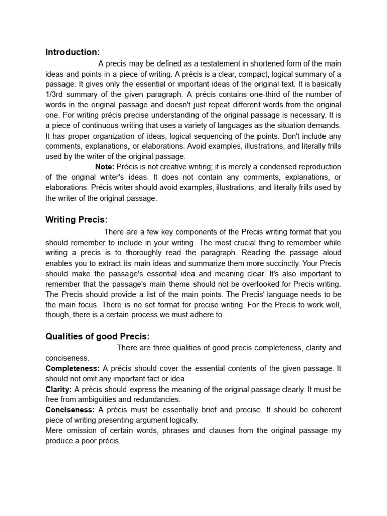 Precis Writing | PDF | Linguistics | Language Mechanics