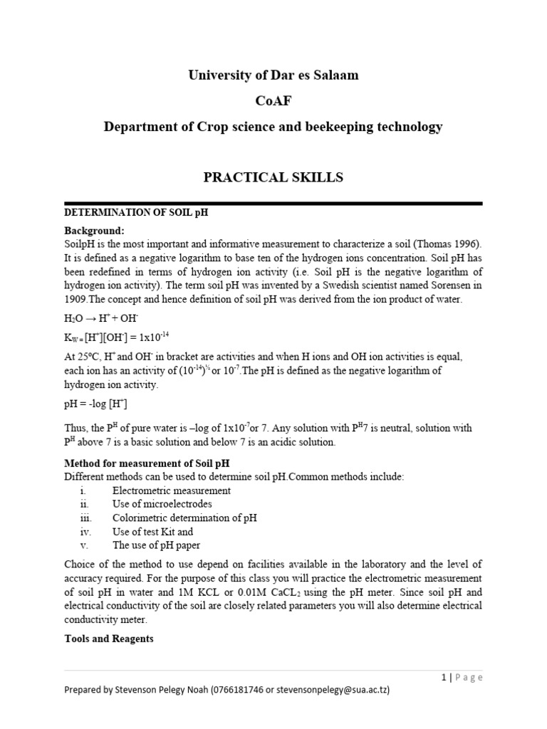 Practical Ph Ec Determination Soil Science Pdf Ph Soil