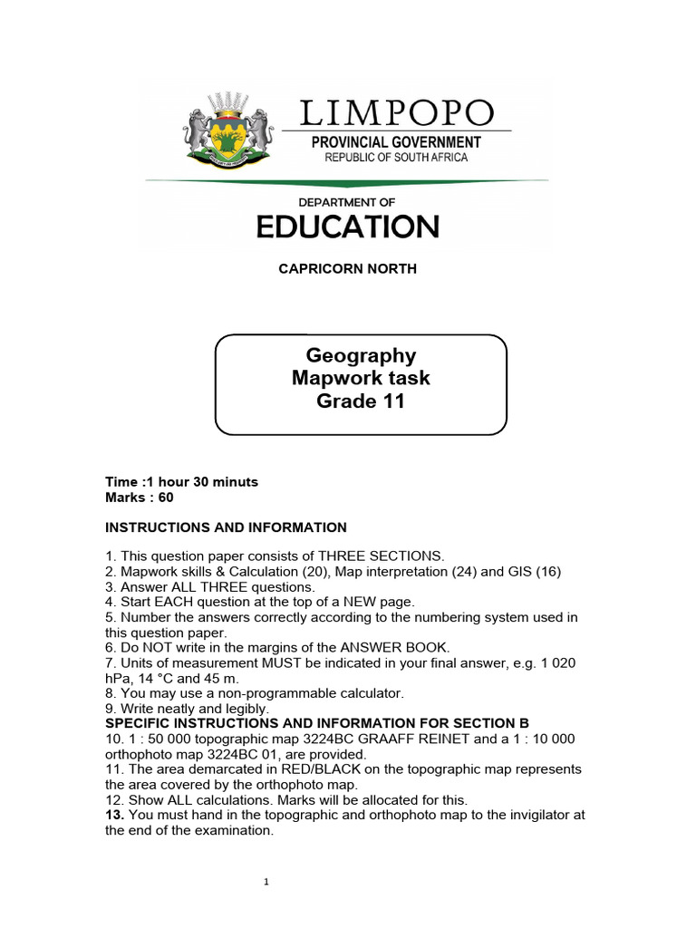 Grade 11 Capricorn North Common Task | PDF | Topography | Map