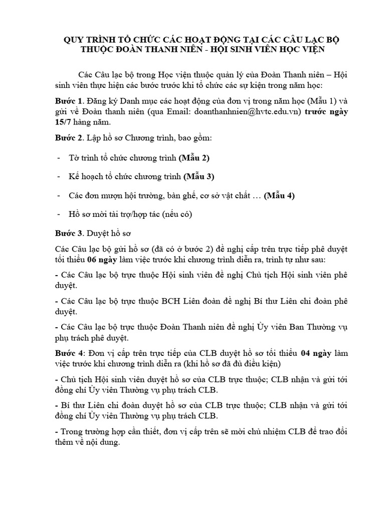 Quy Trình CLB | PDF