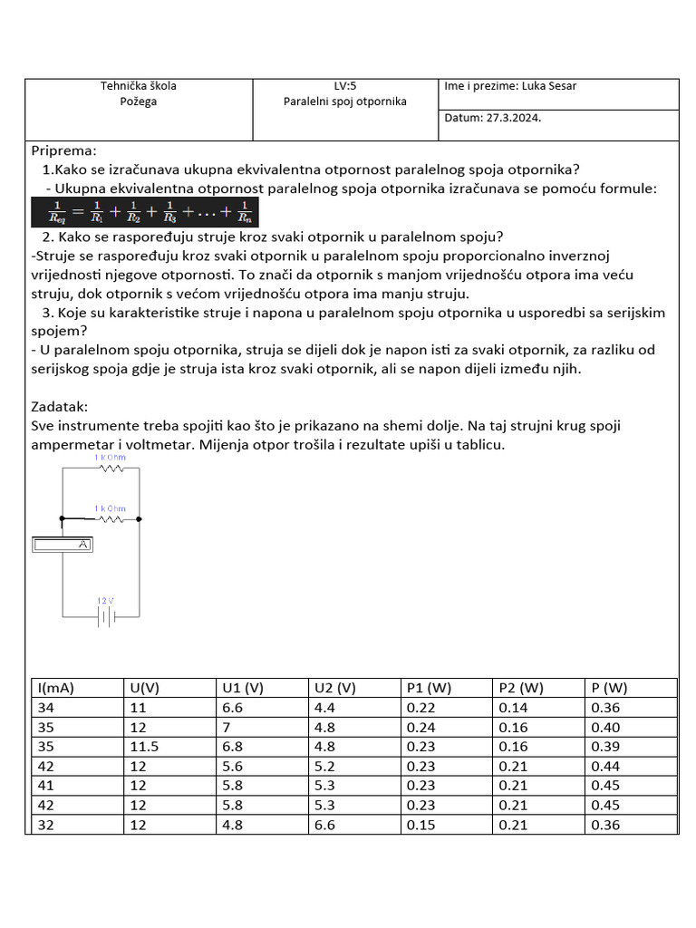 Paralelni Spoj | PDF