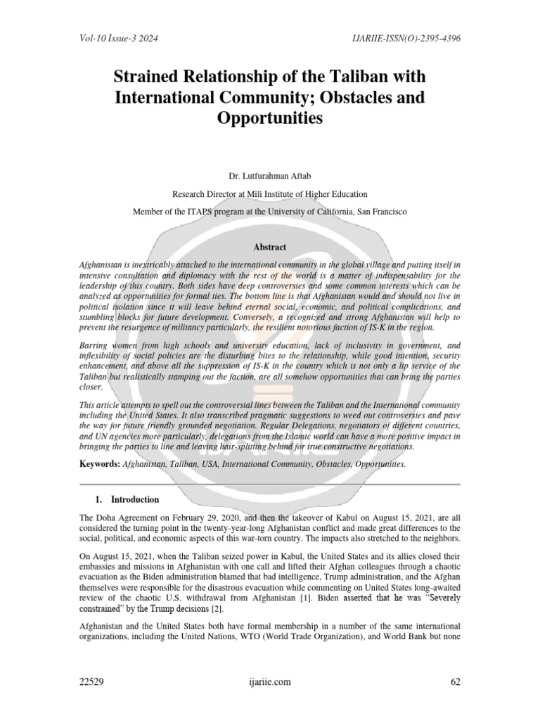 Taliban's Global Relations: Challenges & Prospects | PDF | Taliban ...