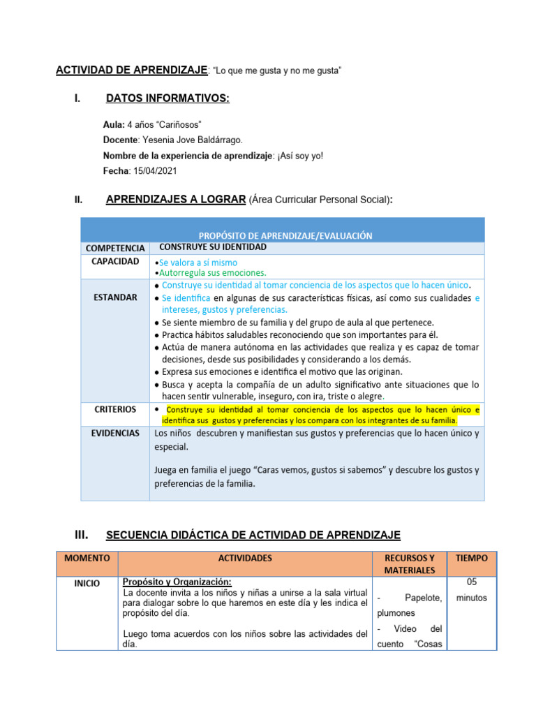 Actividad de Aprendizaje - N°4 | PDF | Aprendizaje | Las emociones