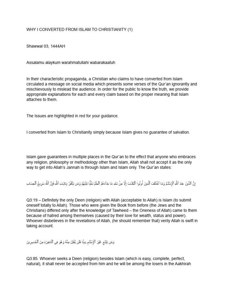 Conversion from Islam to Christianity | PDF | Prophets And Messengers ...