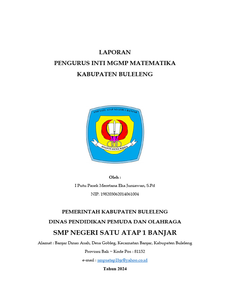 Laporan Pengurus MGMP Matematika | PDF