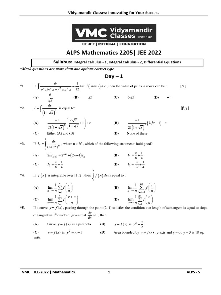 Maths Advanced Level Problem Solving (ALPS-5) - Paper | PDF | Equations | Mathematical Objects