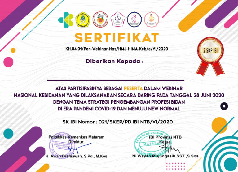 SERTIFIKAT WEBINAR NASIONAL HMJ-HIMA KEBIDANAN POLTEKKES KEMENKES ...