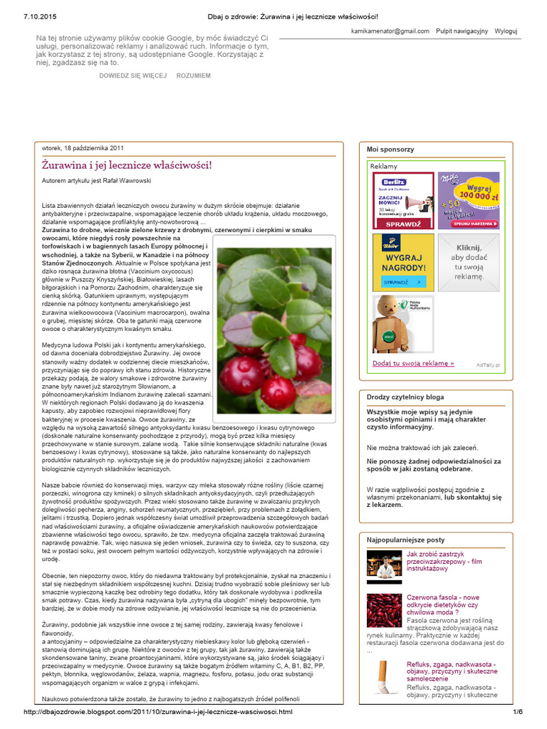 Dbaj o Zdrowie - Żurawina I Jej Lecznicze Właściwości! | PDF