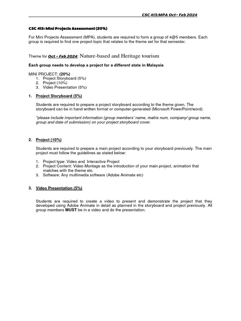 PROJECT GUIDELINES-CSC413-December 2023 | PDF | Multimedia | Video