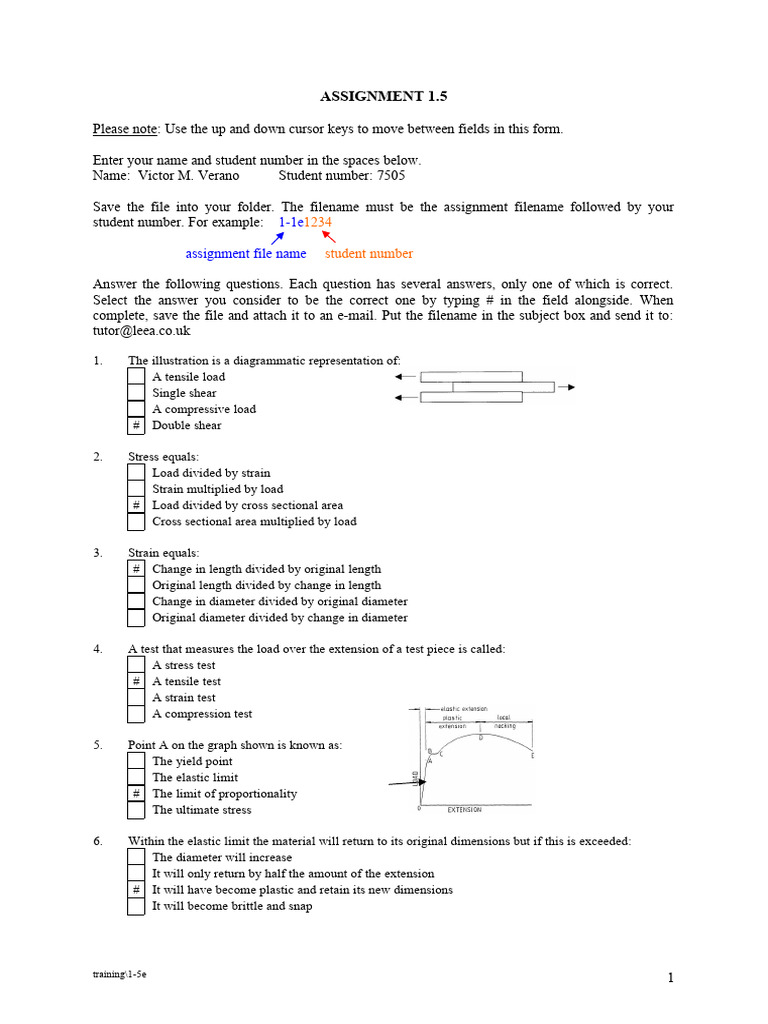 Assignment 1.5: 1-1e Assignment File Name | PDF | Deformation (Engineering) | Stress (Mechanics)