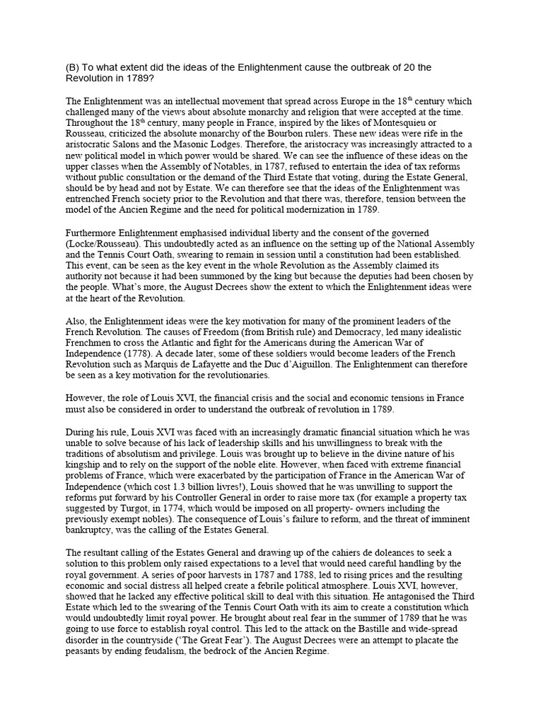 Model Essay - Role of The Enlightenment | PDF | Age Of Enlightenment ...
