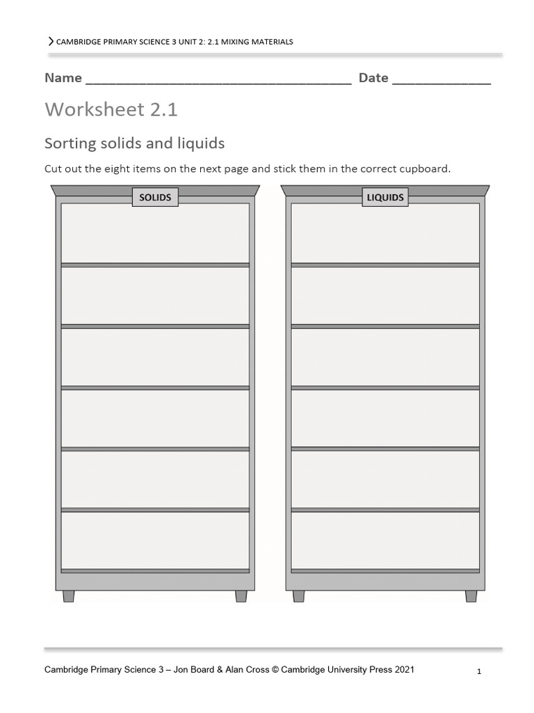 P - Science - 3 - Worksheets - Unit 2 | PDF | Liquids