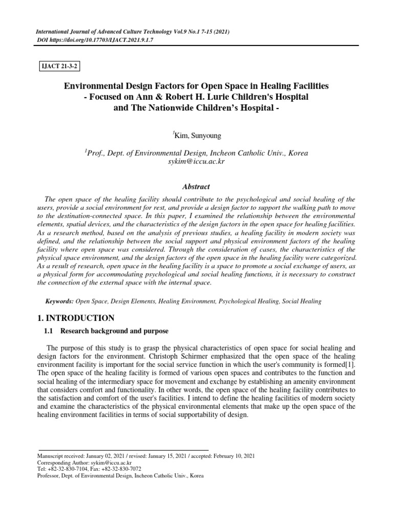 Environmental Design Factors For Open Space in Healing Facilities ...