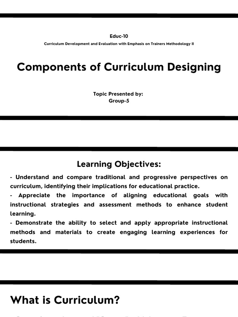 Components of Curriculum Designing | PDF | Curriculum | Evaluation