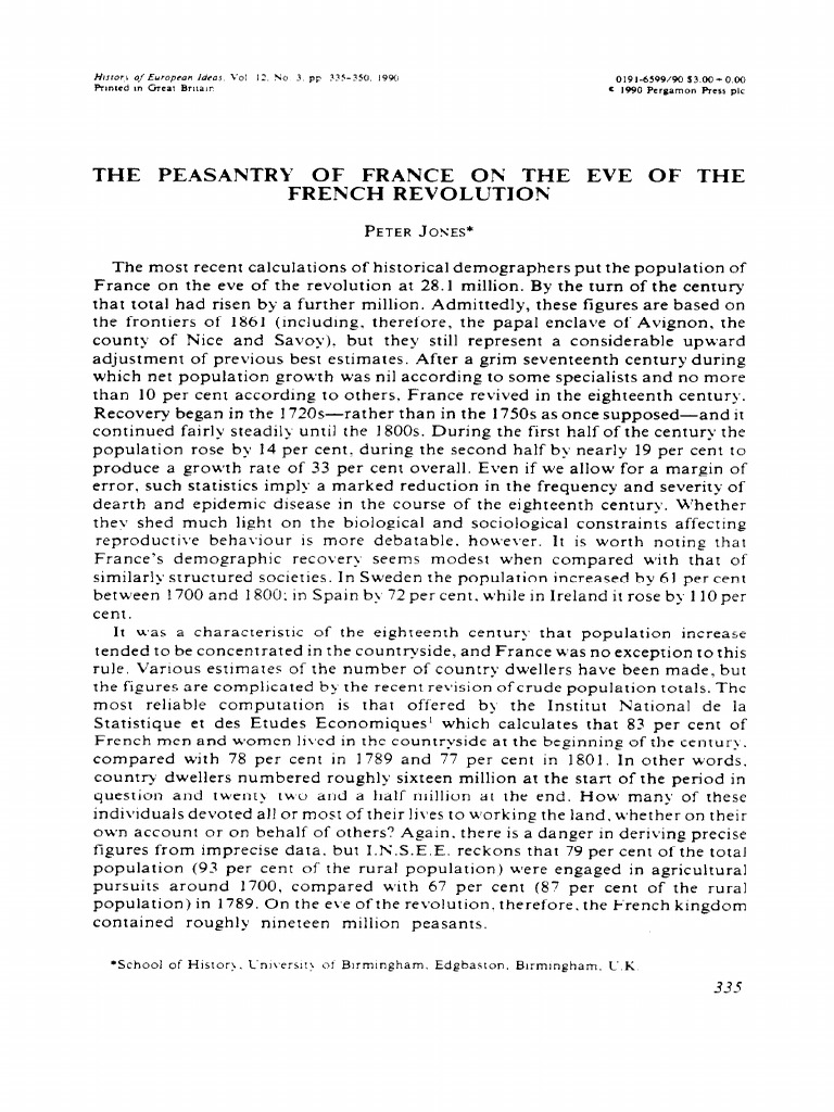 Peasantry in France Before Revolution | PDF | Peasant | Literacy
