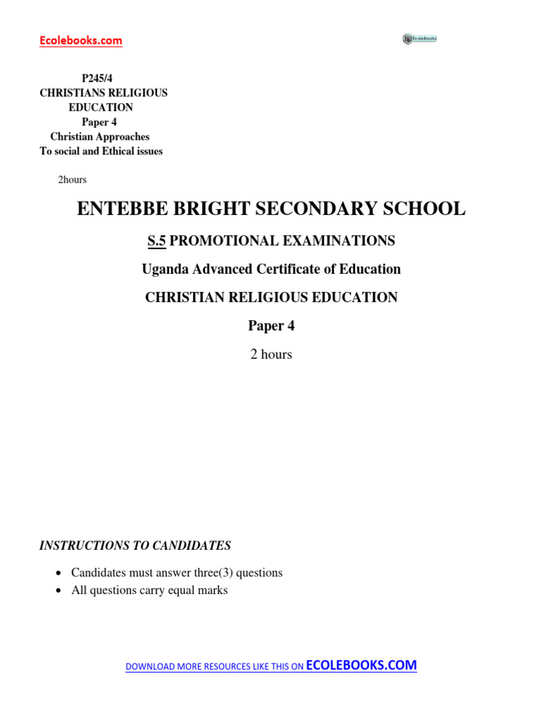Divinity Paper 4: Ethical Issues Exam | PDF | Wellness