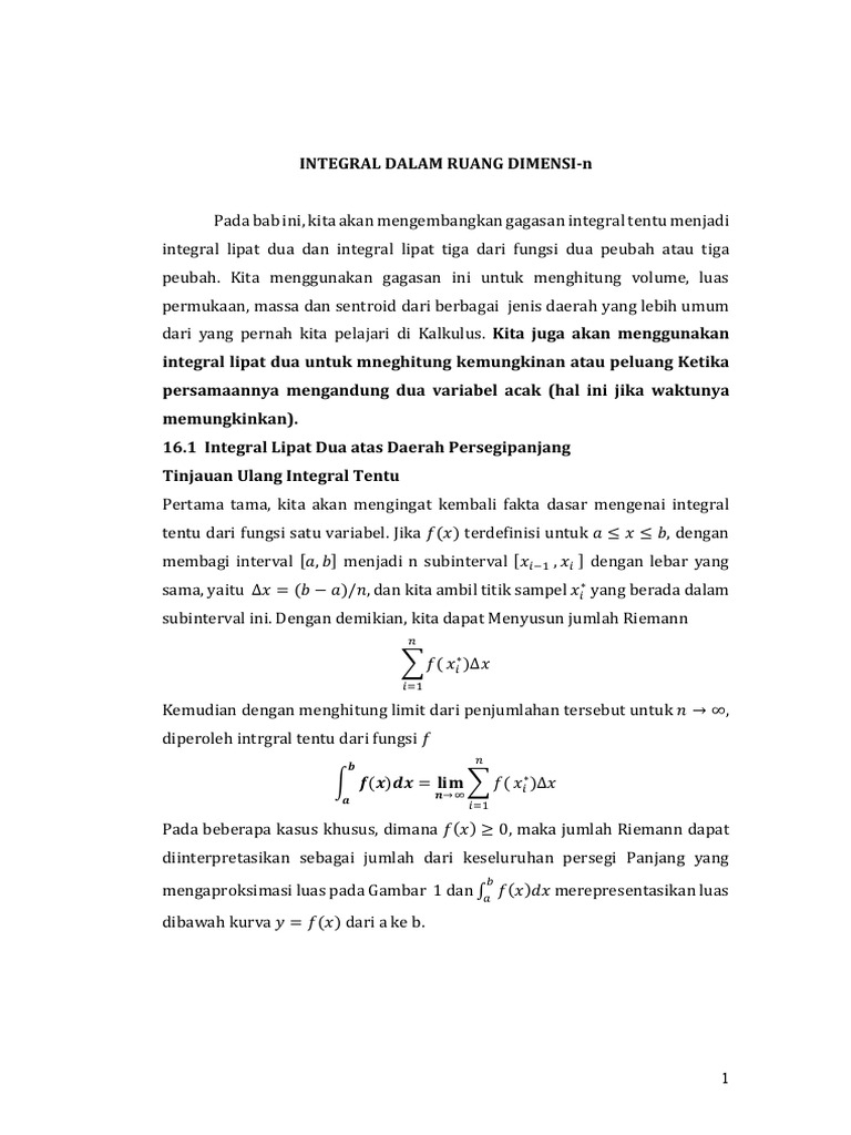 Integral Dalam Ruang Dimensi N 1 | PDF