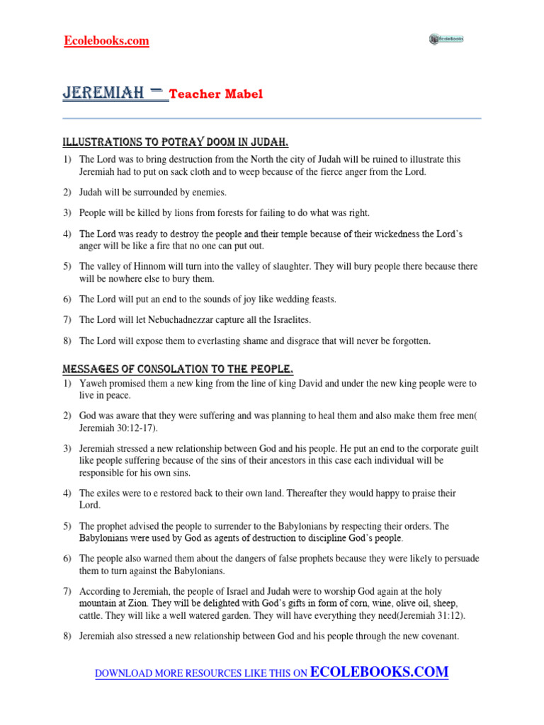 Biblical Lessons for Christians | PDF | Jeremiah | Prophet
