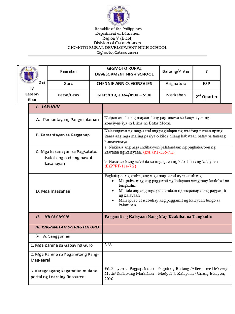 CO2 Kalayaan ESP 7 | PDF