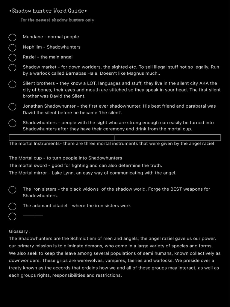 Shadowhunters: Weapons and Lore Guide | PDF