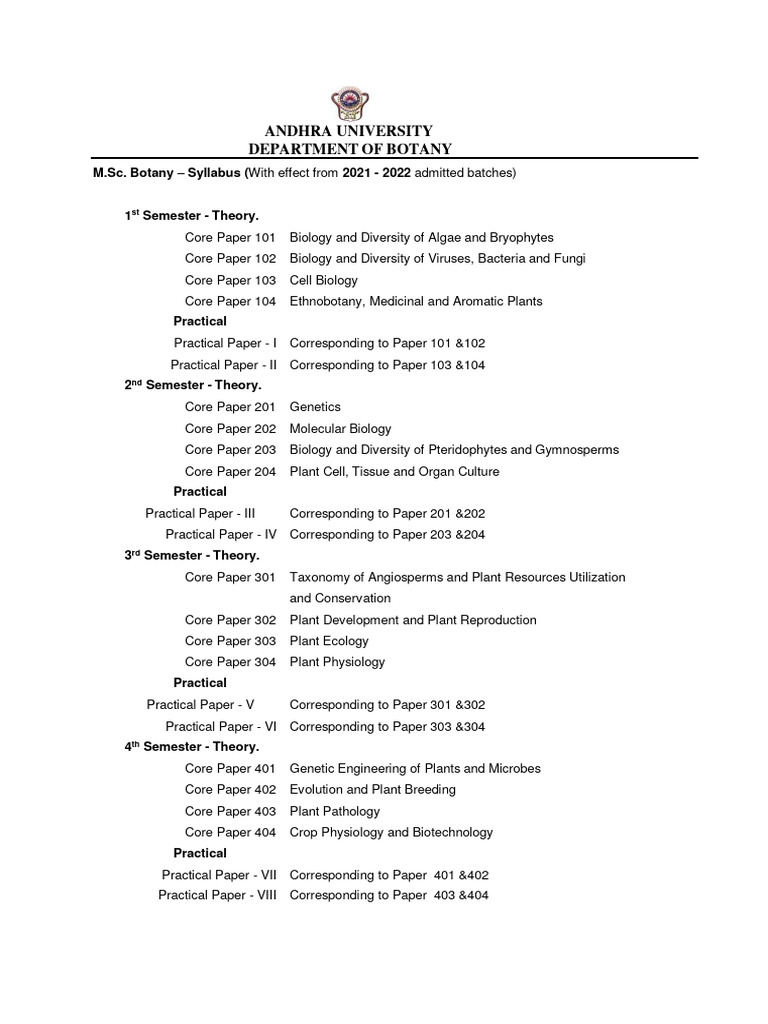 Botany Syllabus | Download Free PDF | Genetic Linkage | Cell (Biology)