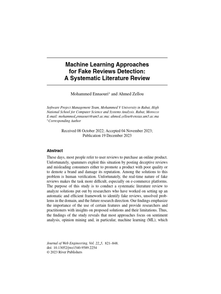 Machine Learning for Fake Review Detection | PDF | Machine Learning | Support Vector Machine