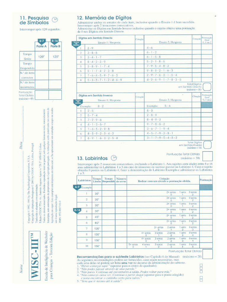 Folha de Registo (Geral) - Sub-Provas 11, 12, 13 | PDF