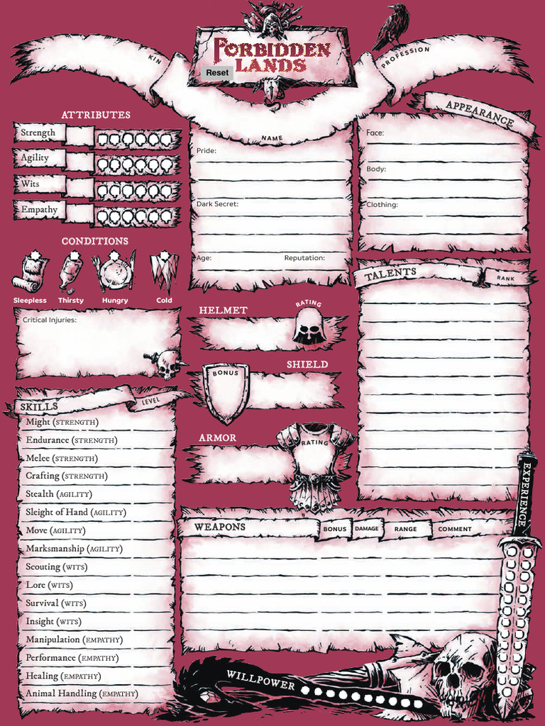 Character Sheet Color - Fillable | PDF