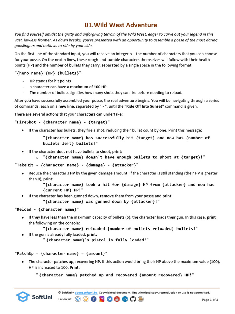 01.wild West Adventure - Description | PDF | Computing