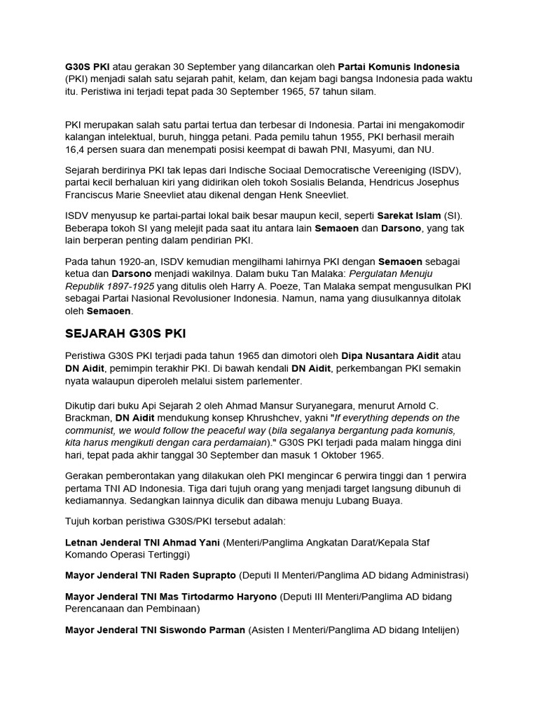 Materi Presentasi G30S PKI | PDF