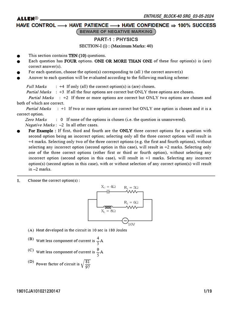 0305 - Enthuse - Block-40 SRG - 1901cja101021230147 - Paper | PDF | Inductor | Capacitor