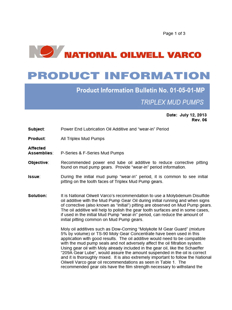 Triplex Mud Pump Lubrication Guidelines | PDF | Lubricant | Viscosity
