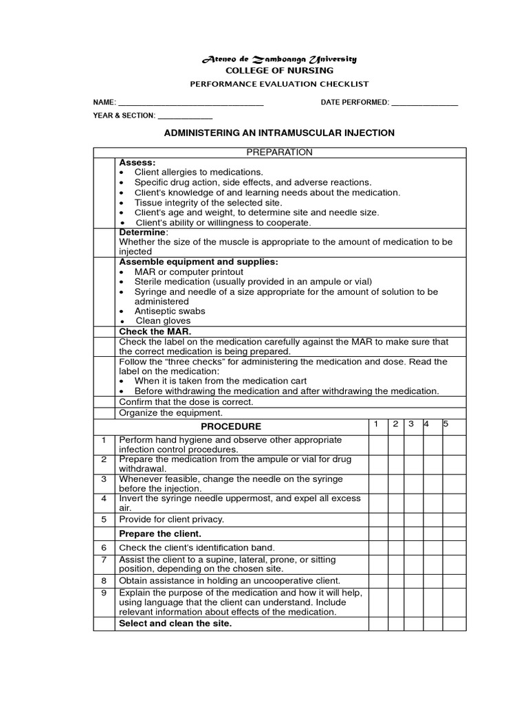 Administering an Intramuscular Injection | PDF | Injection (Medicine ...