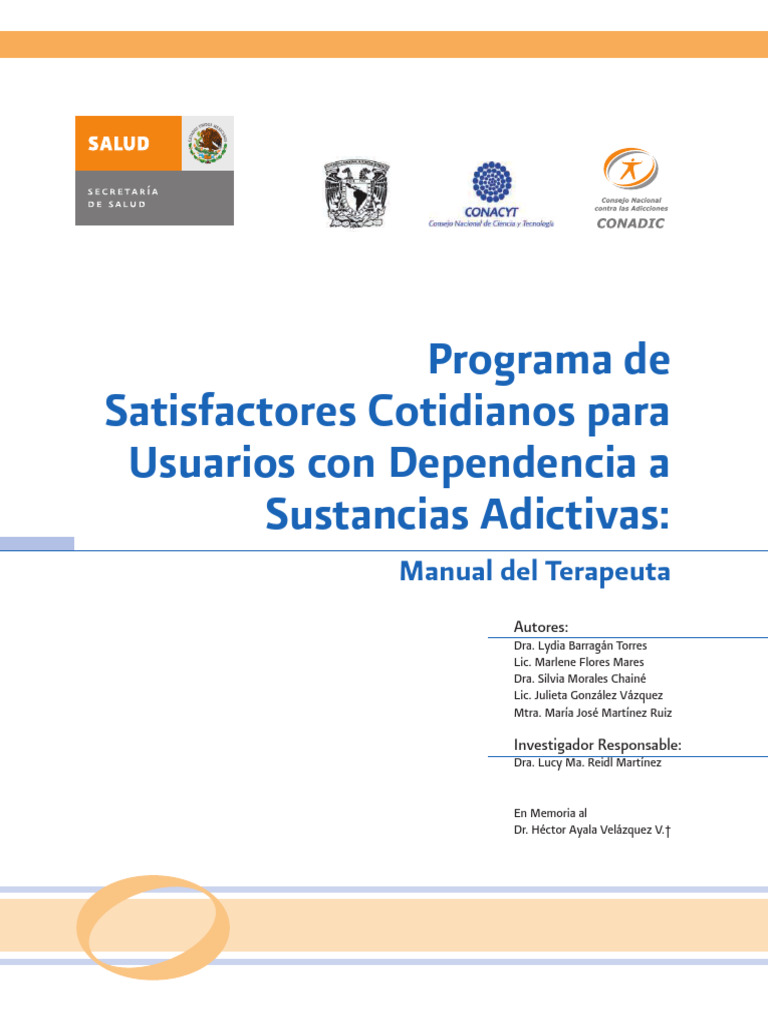 Programa de Satisfactores Cotidianos Para Usuarios Con Dependencia a Sustancias Adictivas. | PDF ...