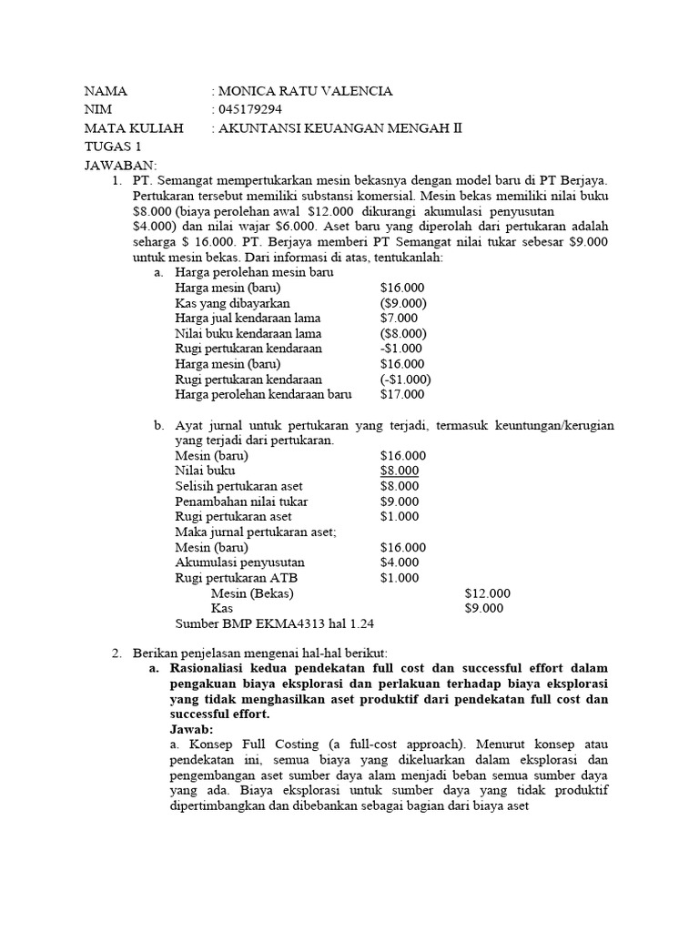 Monica Ratu Valencia - Tugas 1 - Akuntansi Keuangan 2 | PDF