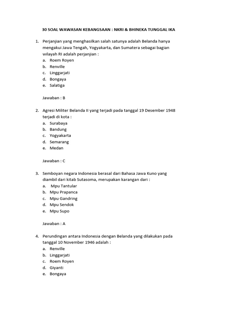 Soal PPK-TWK Nkri Bhineka Dan Tunggal Ika | PDF | Politik | Ilmu Sosial