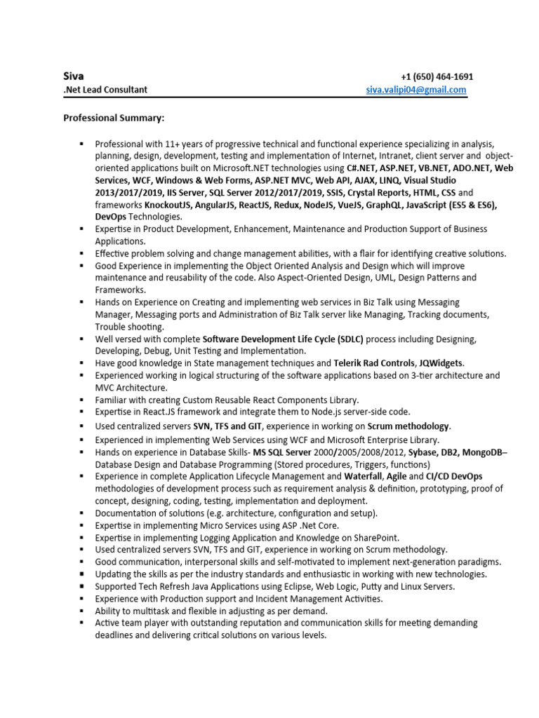 Dice_Resume_Cv_Siva_V | PDF | Software Development Process | World Wide Web