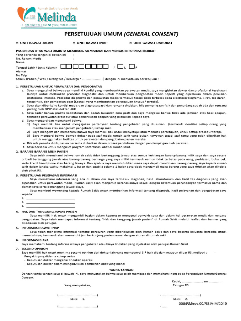 008 RM - General Consent (PENDAFTARAN) | PDF
