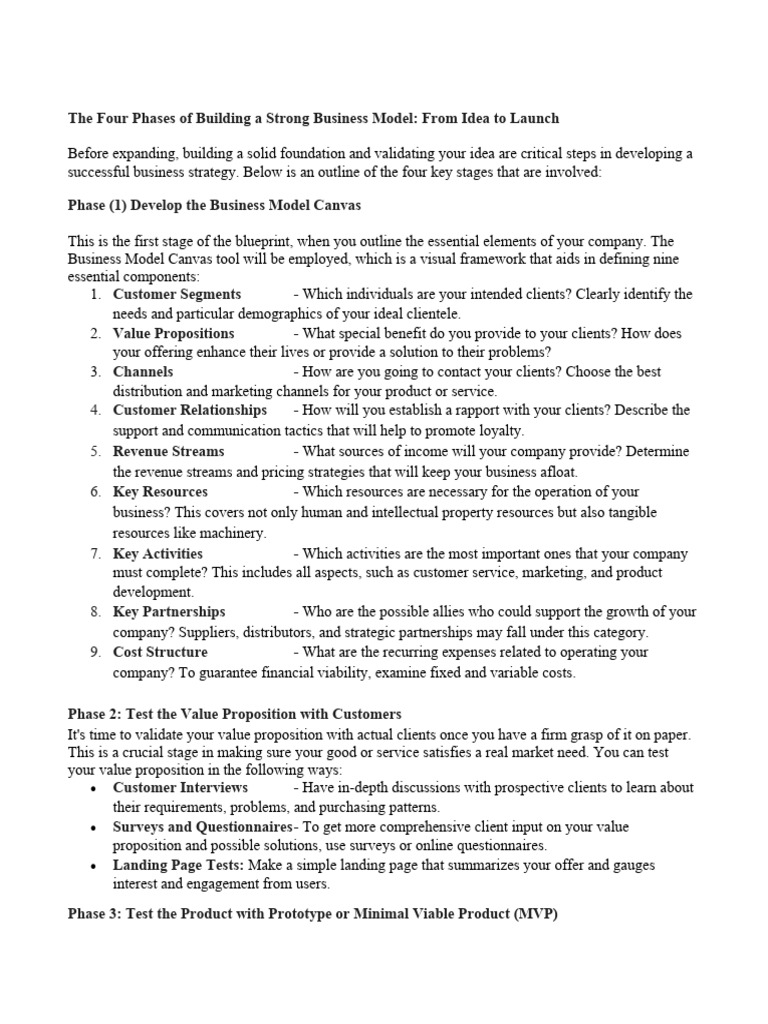 Four Phases to Build a Business Model | PDF | Business Model | Marketing
