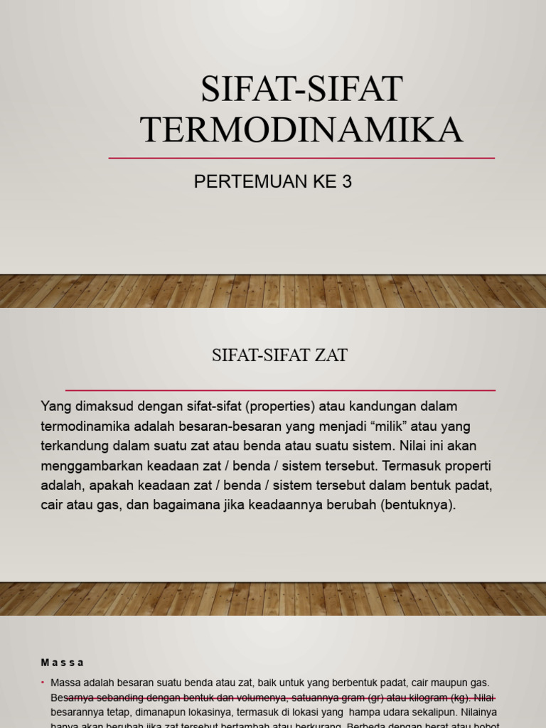 Sifat-Sifat Termodinamika Zat dan Tekanan | PDF