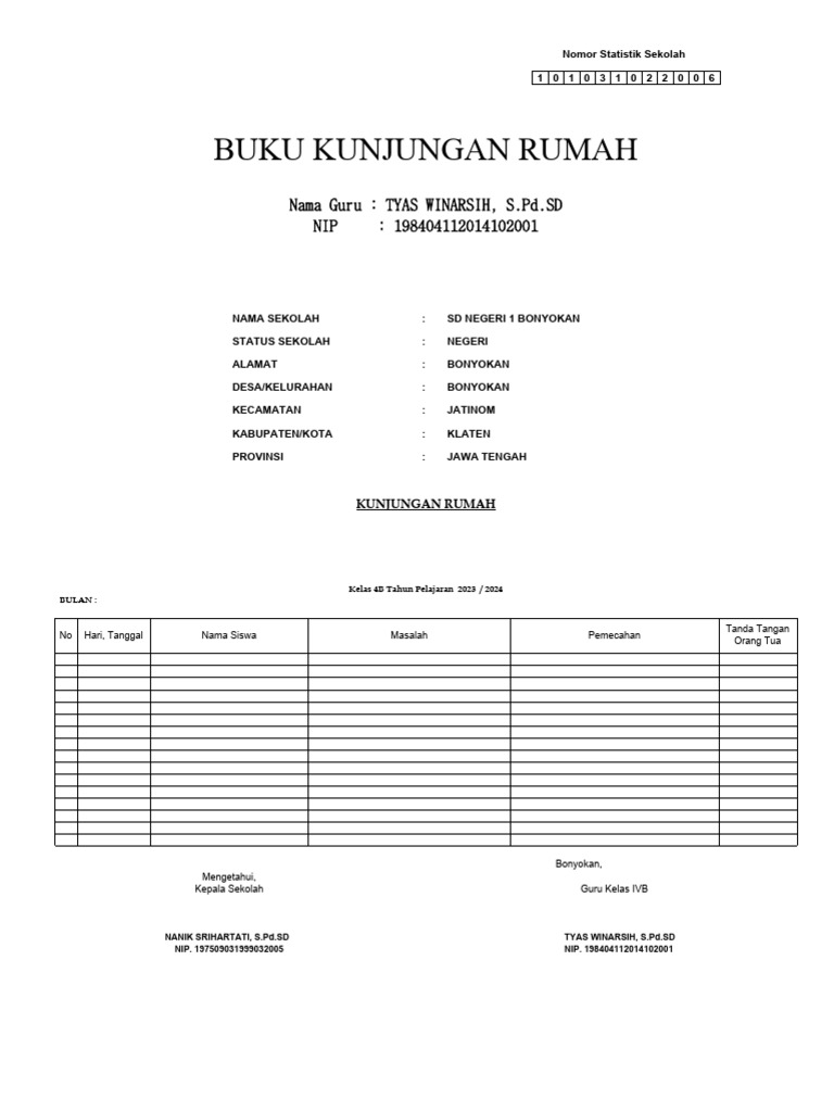 Buku Kunjungan Rumah | PDF