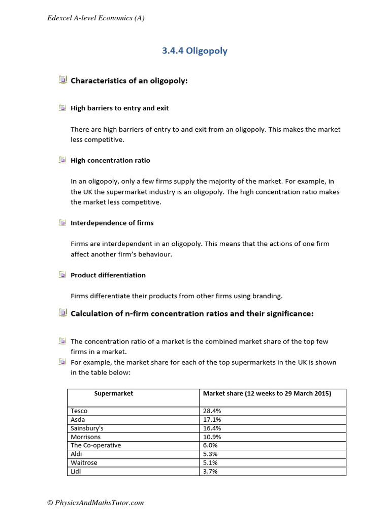 D) Oligopoly | PDF | Oligopoly | Profit (Economics)