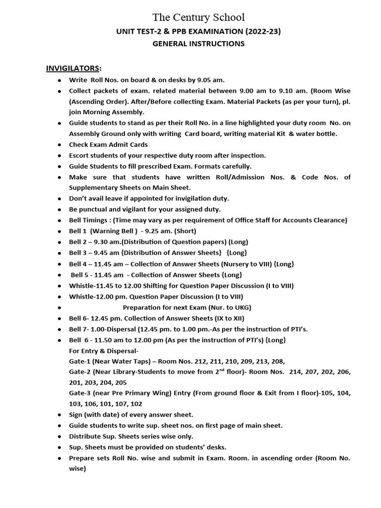 General Instructions Ut 2 & PPB 2022 23 | PDF