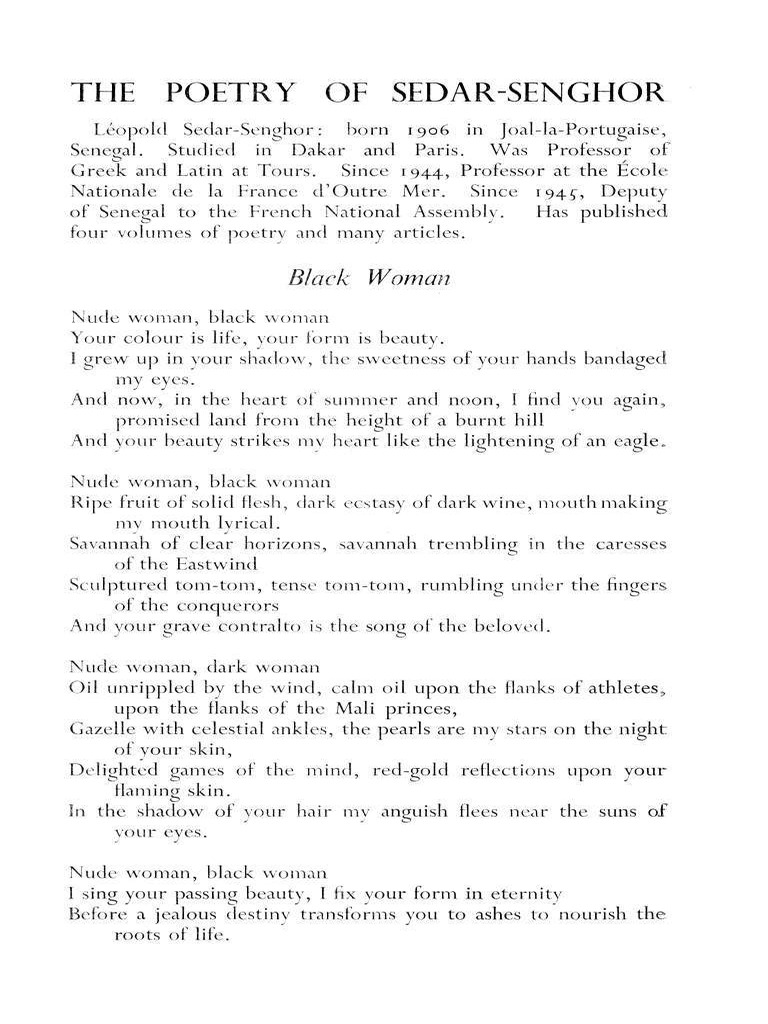 Black Woman Senghor | PDF