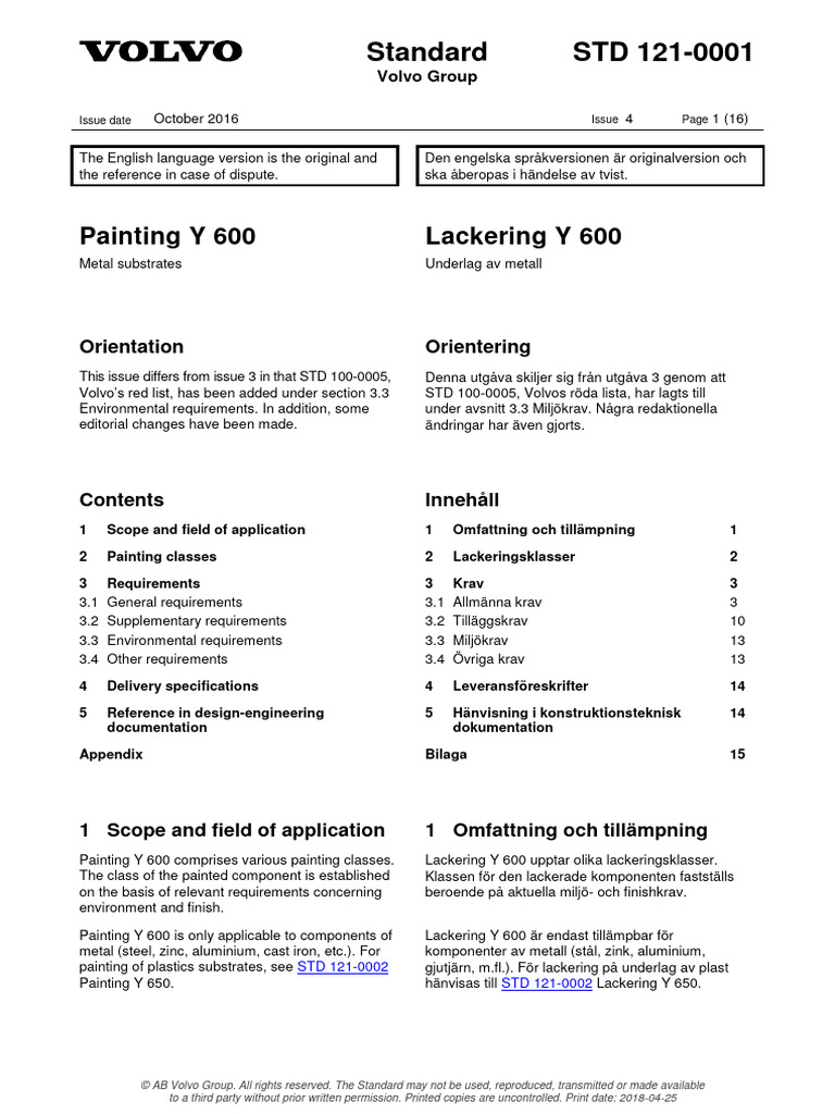Volvo Paint Standard | PDF