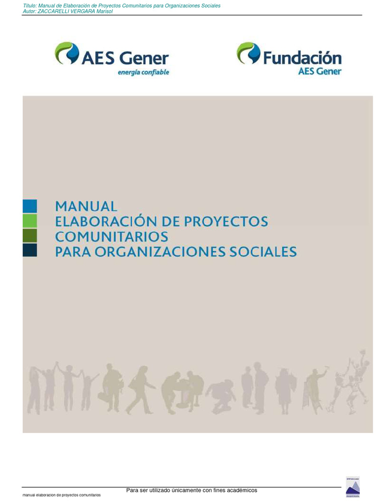 Manual Elaboracion de Proyectos Comunitarios | PDF