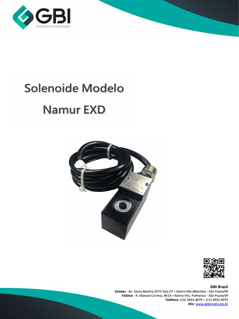 Valvula Solenoide Modelo Namur EXD - RV00 - GBI Brasil | PDF