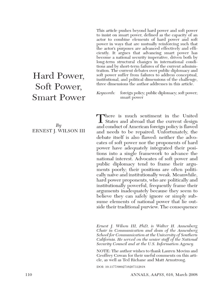 wilson-2008-hard-power-soft-power-smart-power | PDF | Soft Power ...
