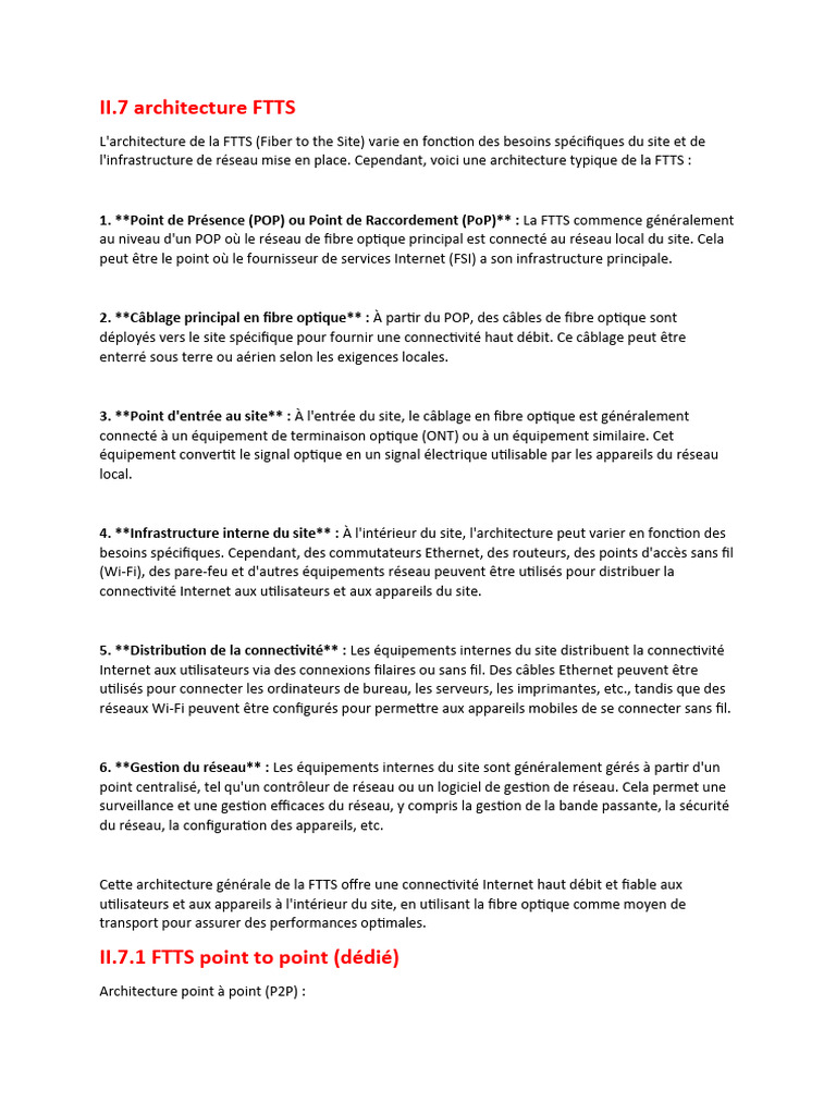 Architecture FTTS : Connectivité Fibre Optique | PDF | Fibre optique ...